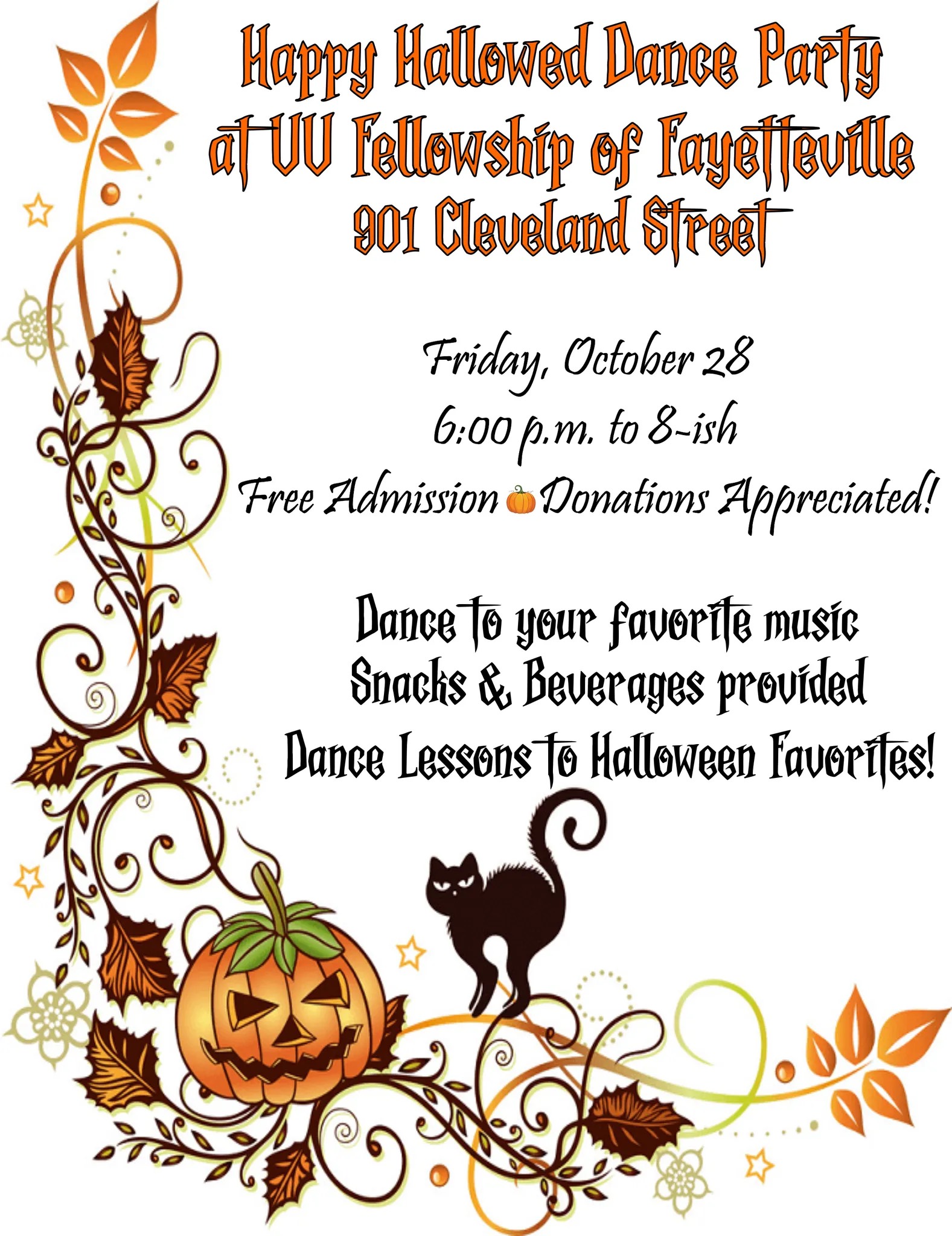 Happy Hallowed Dance Party! Friday, October 28th, 6-8:30ish, at UUFF ...